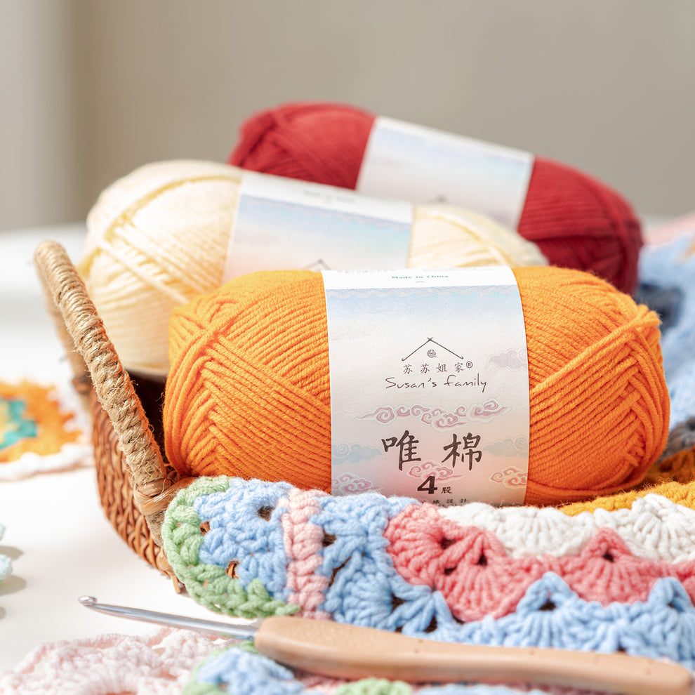 Combed Cotton 4 ply 5 pack- 60 Cotton 40 Acrylic Yarn 【US Warehouse ...